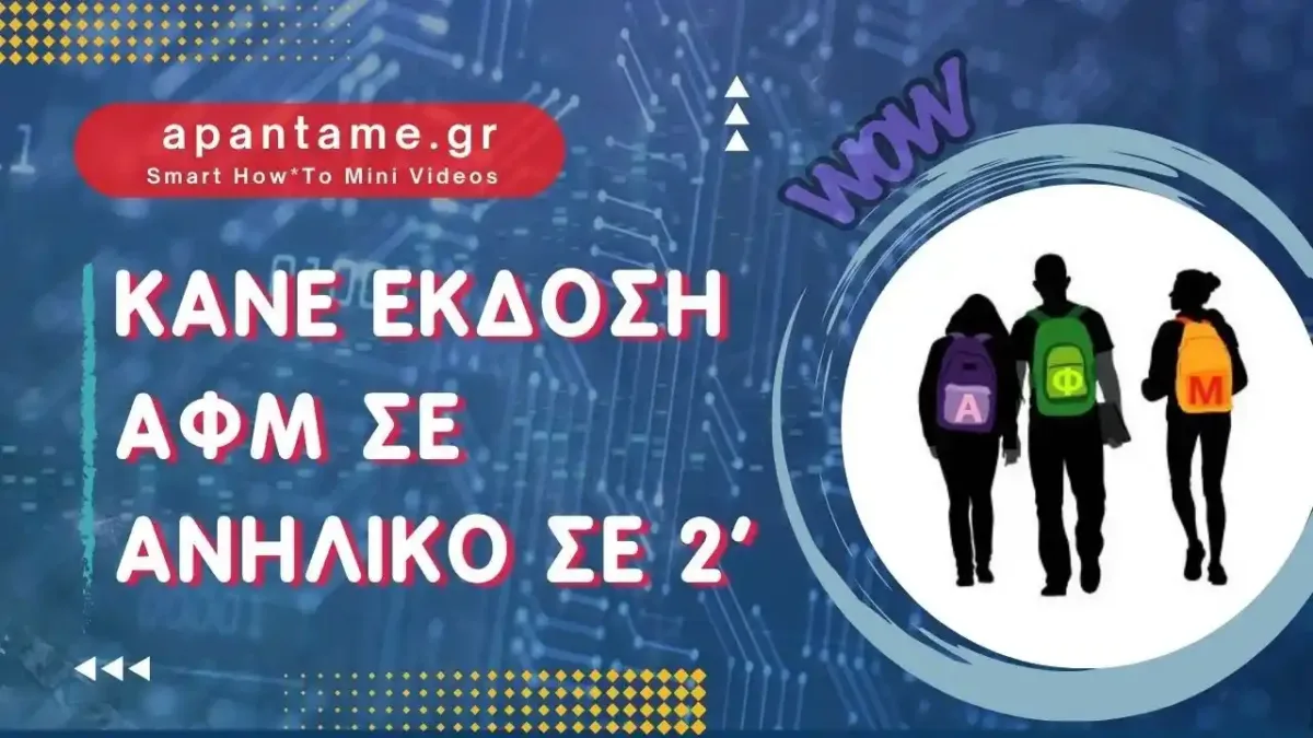 ΑΑΔΕ έκδοση ΑΦΜ ανηλίκου ηλεκτρονικά, τηλεδιάσκεψη 2026